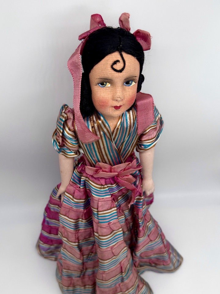 Antique Cloth Boudoir Doll Hand Painted Silk Face Senorita Flamenco ...