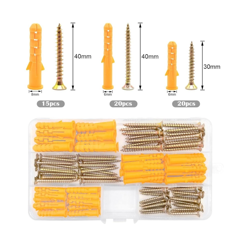 110pcs Wall Plugs and Screws Set Extension Wall Plugs Self-tapping ...