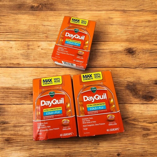 3 Vicks DayQuil Max Strength Cold & Flu 48ea 6/2025 New,Authentic,AsIs ...