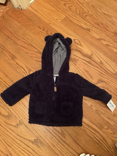 Carter’s Infant Blue Bear Hooded Fleece zip up Jacket Baby Boys size 3 ...