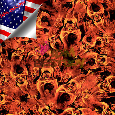 19"x78" Hydrographic Film Hydro Dipping Water Transfer Fire Flame Skull ...