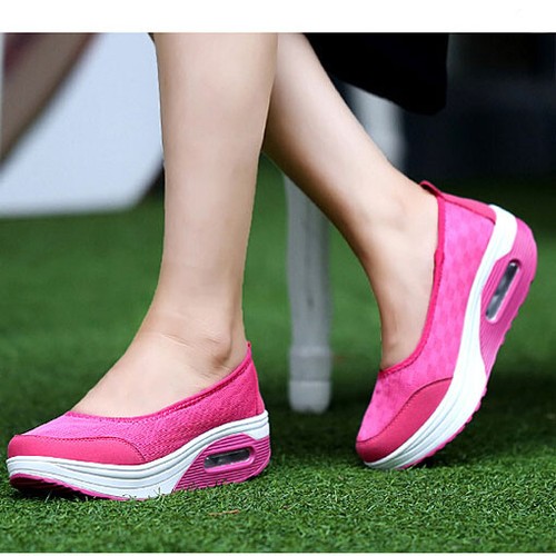 Womens Platform Fitness Mesh Walking Trainers Shape Up Toning Running ...