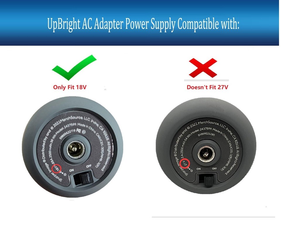 18V OR 27V AC Adapter For Sharper Image 2437599 Power Percussion Tissue ...