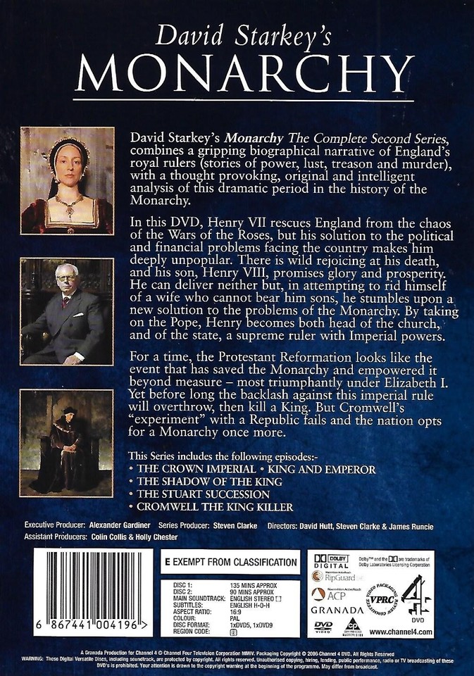 David Starkey's Monarchy - The Complete Second Series (DVD, 2006, 2 ...