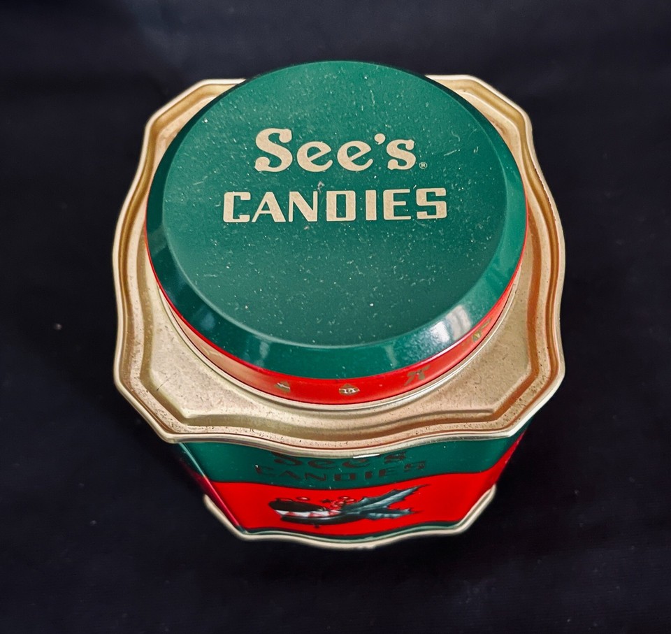 Vintage See's Candies CHRISTMAS TIN 5x4x4 | eBay