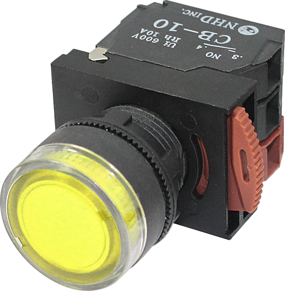 NHD NLB22-F10 YA Flush Head LED Illumination Push Button 1a 24V Yellow ...