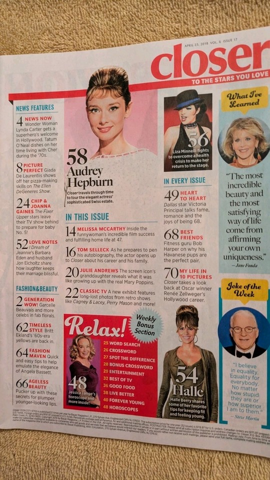 CLOSER Magazine, 5 Issues, April 9, 16, 23, 30, May 7, 2018, FREE ...