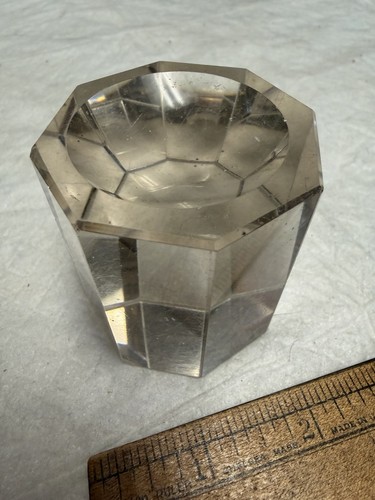 Vtg Small Faceted Octagonal Glass Paperweight Votive Candle Holder ...