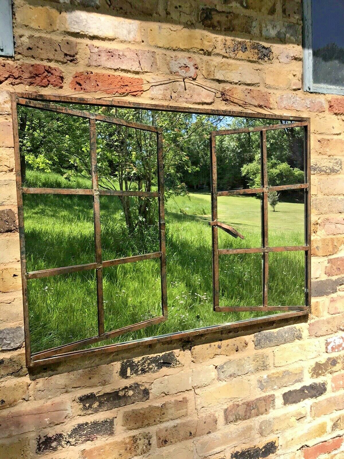 Large Garden Mirror Window Effect Stunning Metal Outdoor Garden Mirror ...