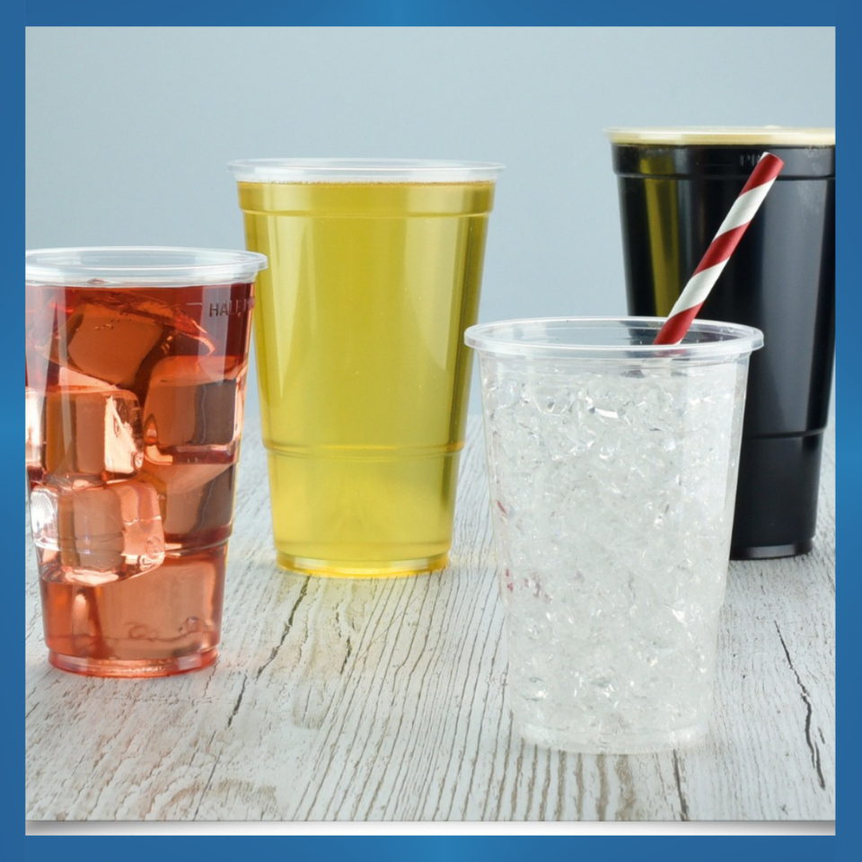 20oz Heavy Duty Clear Plastic Pint Glasses Disposable Pint Cups Party ...