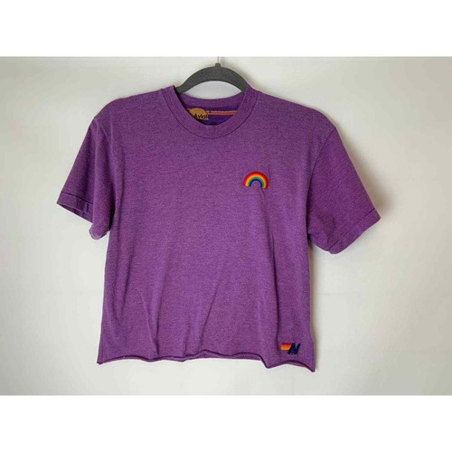Aviator Nation Purple Rainbow Cropped Tee Top S Small Pilling | eBay