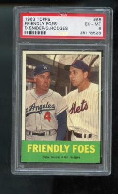 1963 Topps #68 Friendly Foes Duke Snider Gil Hodges PSA 6 Graded ...