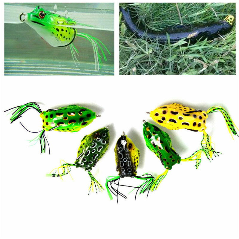 5 PCS Large Frog Topwater Soft Fishing Frogs Lure Bait Bass 1/2 oz 2-3/ ...