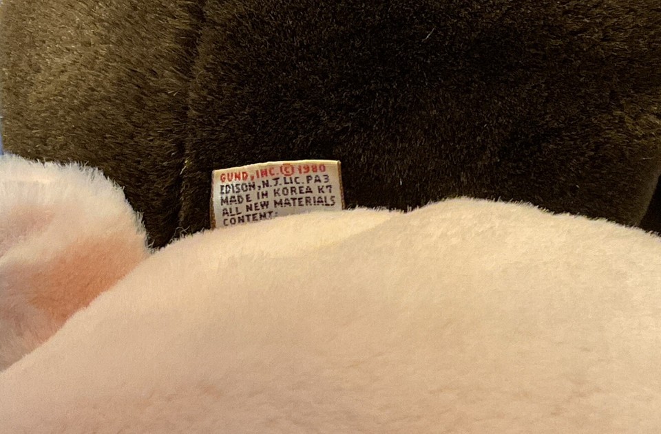 GUND Snuffles Bear Plush Lot of 2 Pink and Light Tan 1980 12” Laying ...