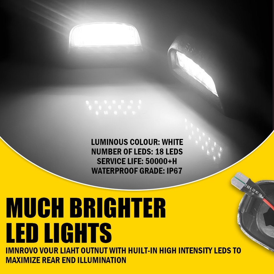 99-13 Fit GMC 2500 3500 Sierra White LED Chrome SMD License Plate Bezel ...