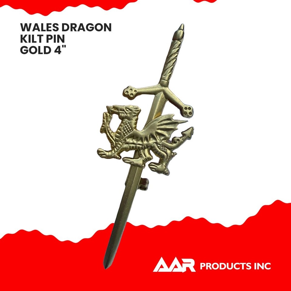 kilt Pin Welsh Dragon Scottish Highland Kilts Sporran Gold Chrome ...