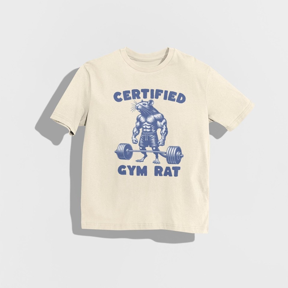 Certified Gym Rat Fitness Shirt Gym Workout Weightlifting Bodybuilding ...