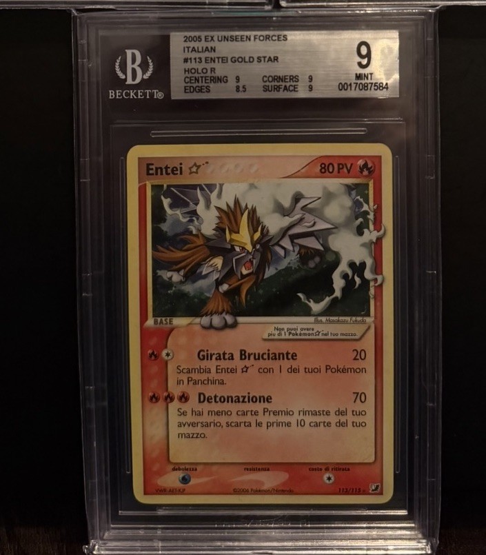 Pokemon Entei Gold Star Holo R - Ex Unseen Forces - 113/115 ITA BGS 9 ...