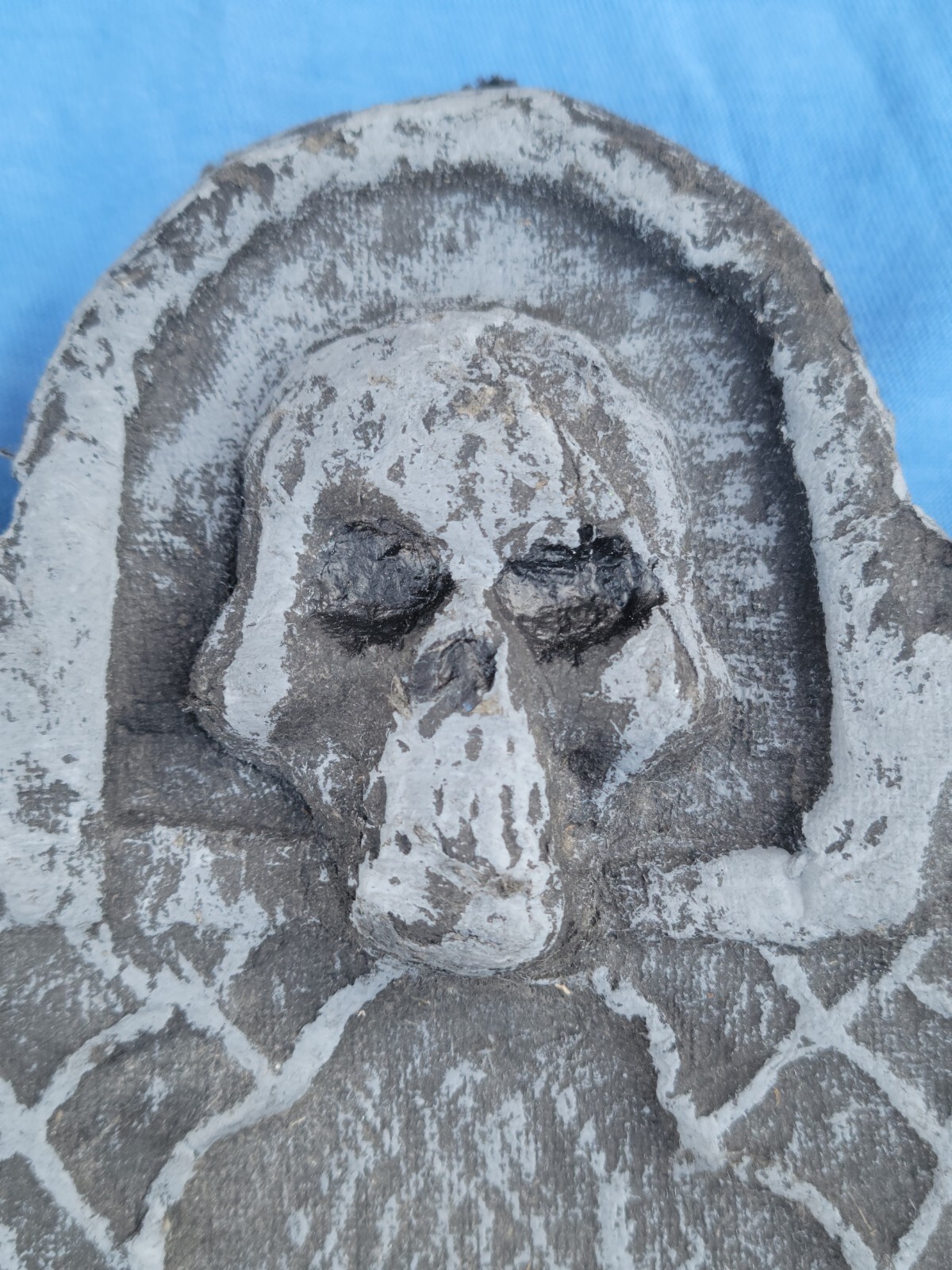 Vintage Style Paper Mache Halloween Tombstone Headstone 7.5" Skull RIP ...