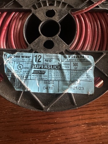 12 Gauge THHN Stranded Copper Wire Red Encore Wire Pn 106100803440 500 ...