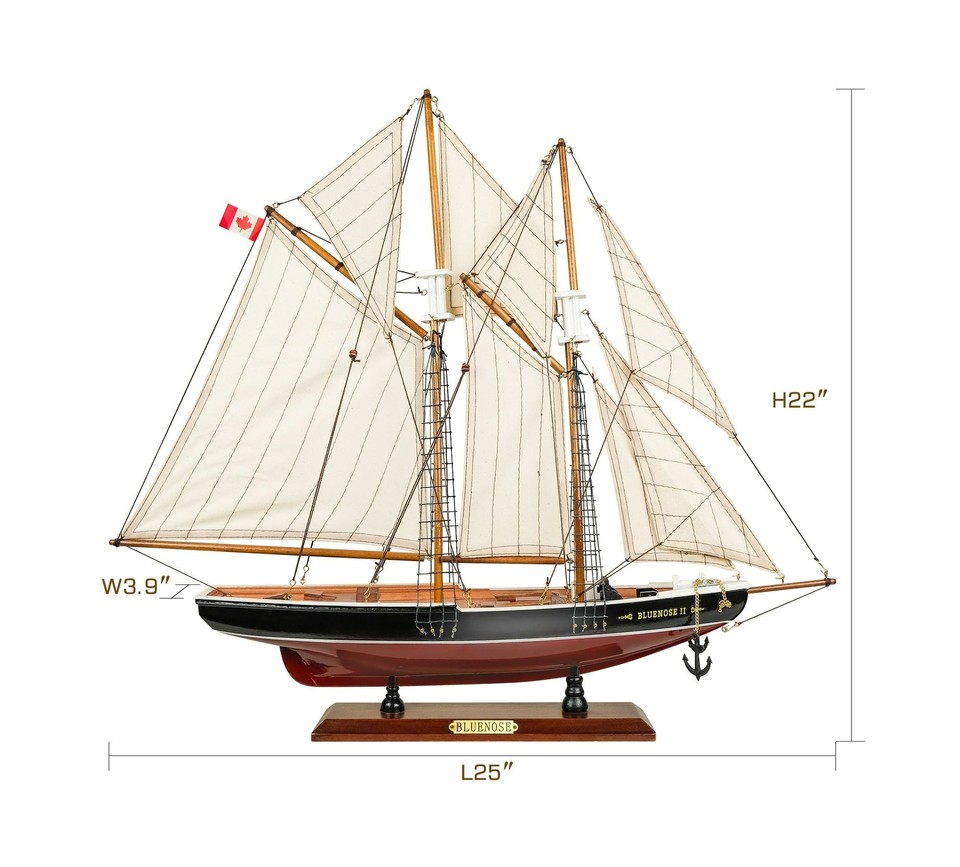 SAILINGSTORY Wooden Sailboat Model Ship Bluenose 1/85 Scale Replica ...