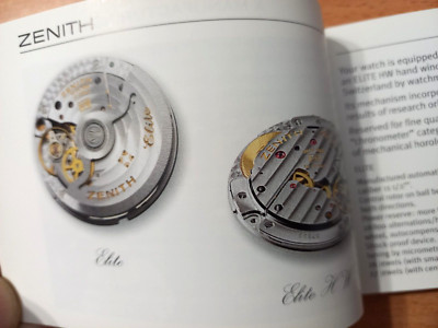 1998 ZENITH ELITE BOOKLET FOR AUTOMATIC MVT CAL 670 & HAND WIND MVT CAL ...
