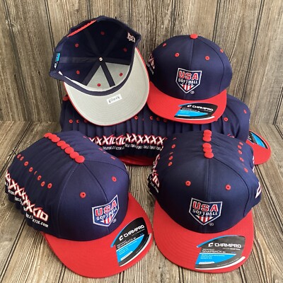 NEW~USA Softball Pennant SnapBack Champro Blue Red Axio Baseball ...