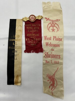 Antique MISSOURI Knights Templar, Mason & Shriners Ribbon Lot of 3 | eBay