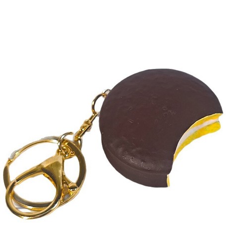 Chocolate Pie Keychain, Realistic Dessert Cookie Key Ring, Kawaii Food ...