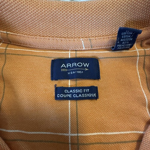 Arrow Polo Good Shirt Knot Short Sleeve Men’s L Orange Classic Fit ...