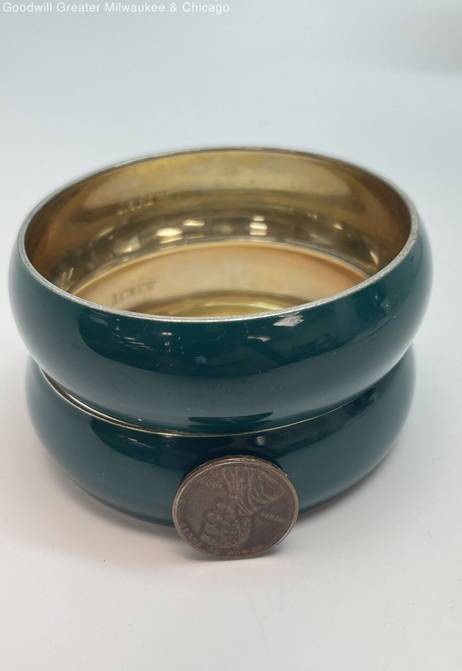 Two J.Crew Gold Tone Green Enamel Bangle Bracelets 90.9g | eBay UK