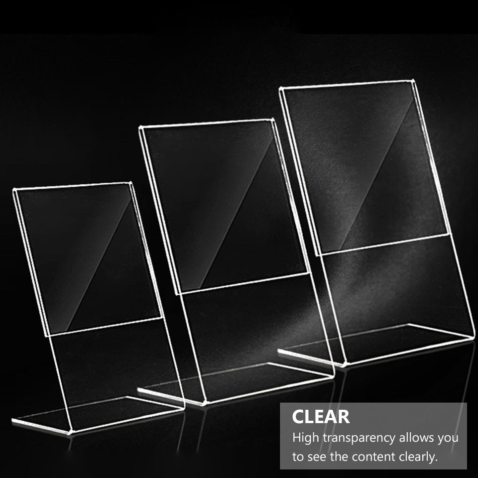 3Pcs Acrylic Sign Holders Versatile Display Stand Transparent Storage ...