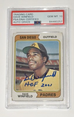 Dave Winfield Autographed 1974 Topps Rookie Card w/ HOF 2001 - PSA 10 ...