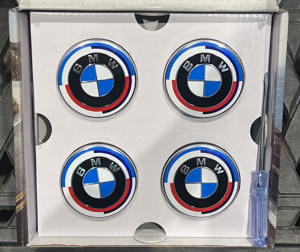 BMW 56mm FLOATING 50th Anniversary Wheel Centre Hub Caps SET of 4 ...