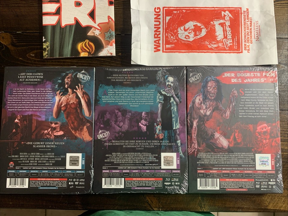 Terrifier Collection 1-3 Nameless Limited Mediabook 4K UHD + BD ...