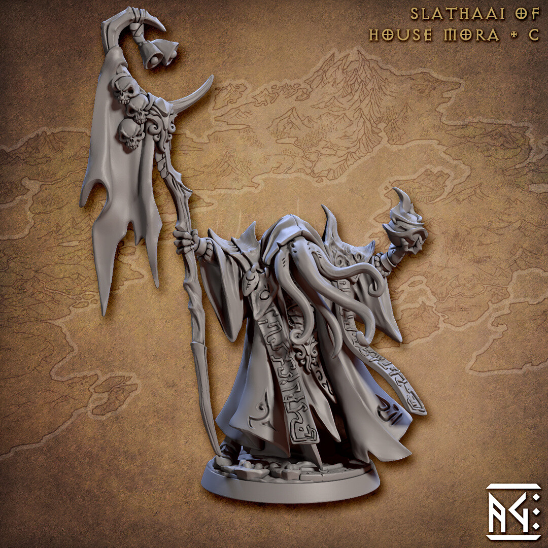 Slathaai Mindflayer Illithid Wizard Fighter Cultist Miniature | D&D DnD ...