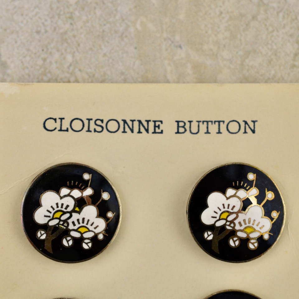Antique set of 6 Japanese Inaba Cloisonne enamel floral buttons on ...