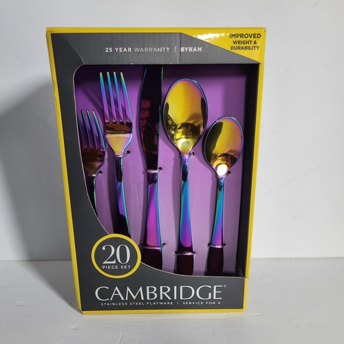 Cambridge Silversmiths Byram Rainbow Mirror 20-Piece Flatware Set, Service for 4 | eBay