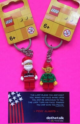Lot LEGO CHRISTMAS SANTA CLAUSE ELF MINIFIGURE KEYCHAIN ** HOT TOYS frm ...