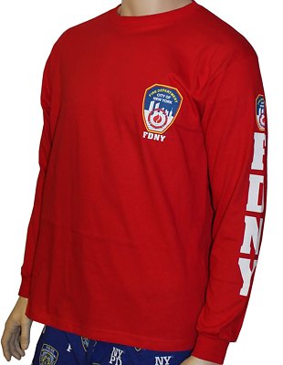 FDNY Long Sleeve Officially Licensed Keep Back 200 Feet T-Shirt Red | eBay