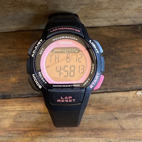 Casio Illuminator 3469 LWS-1000H Black Pink Tone Digital Women's Watch ...