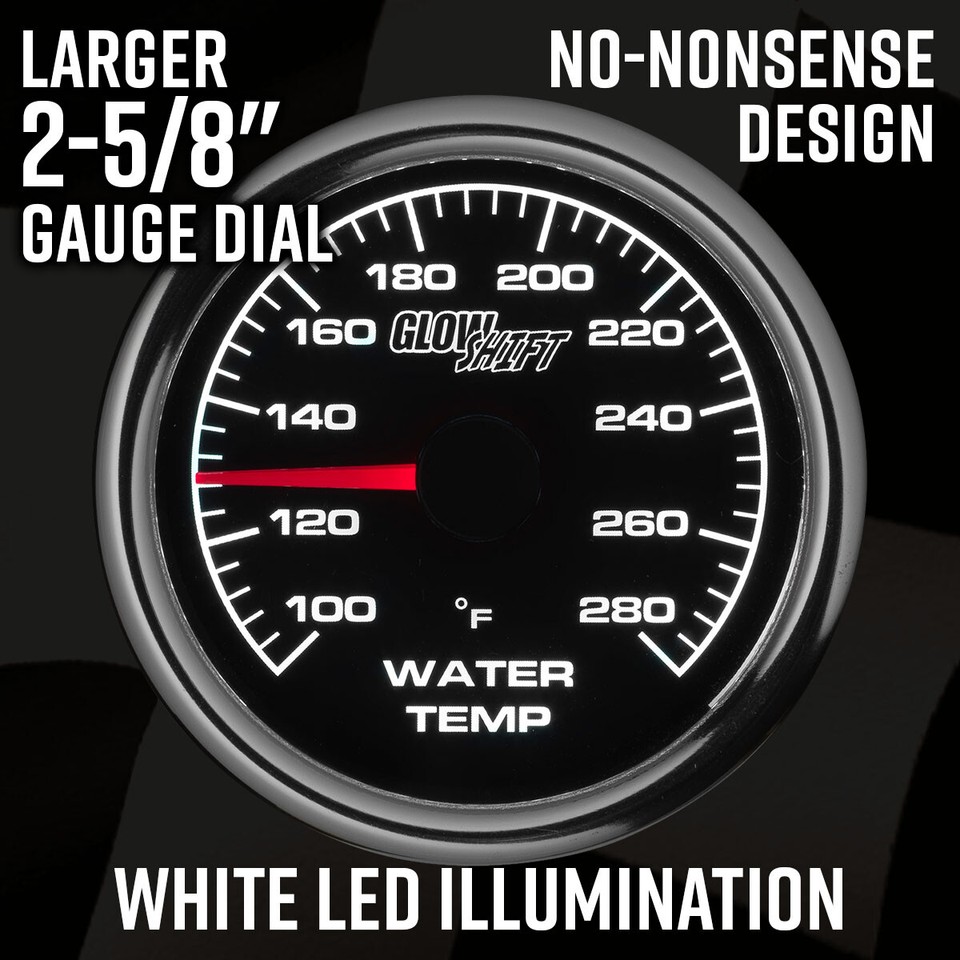 GlowShift 2-5/8" Racing Water Coolant Temp Gauge Kit with Electronic ...