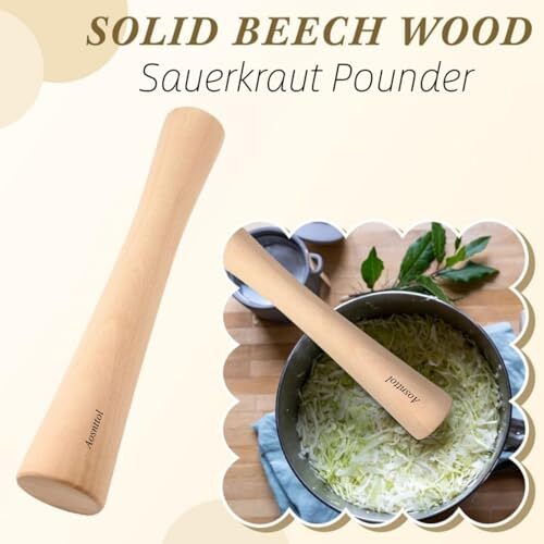 Sauerkraut Pounder, Wood Vegetable Fermentation Tamper, Cabbage ...