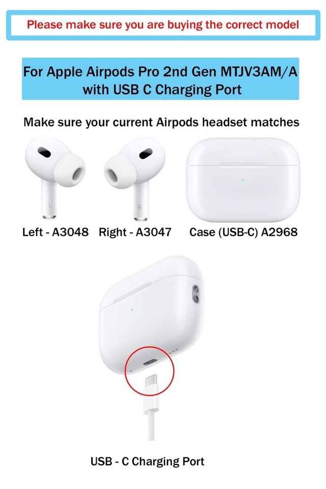 Apple AirPods Pro 2nd Generation USB-C Replacement Left Side Only ...