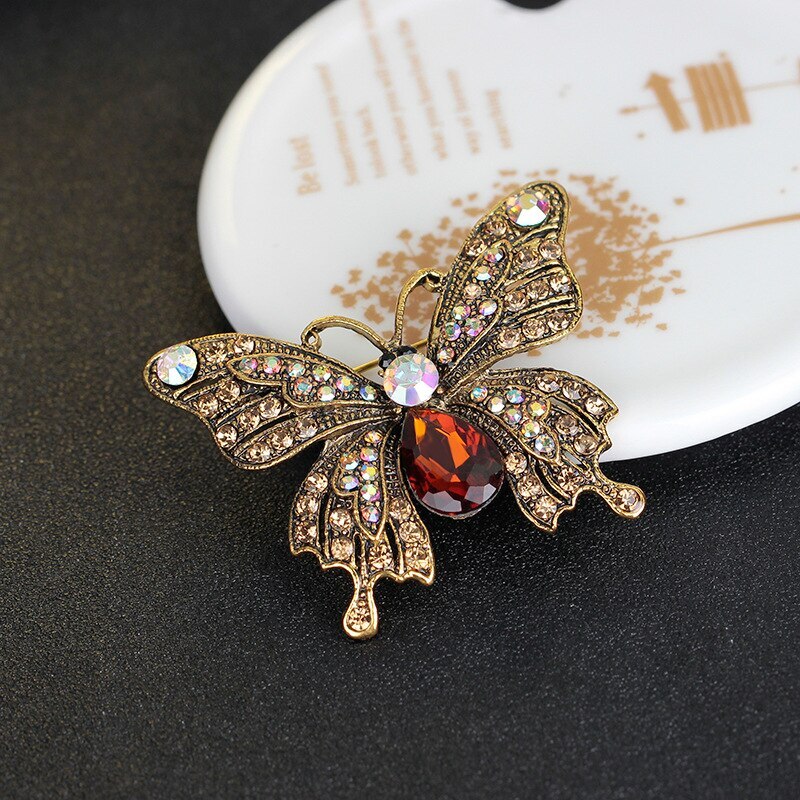 Fashion Vintage Crystal Butterfly Brooch Pin For Women Insect Series ...