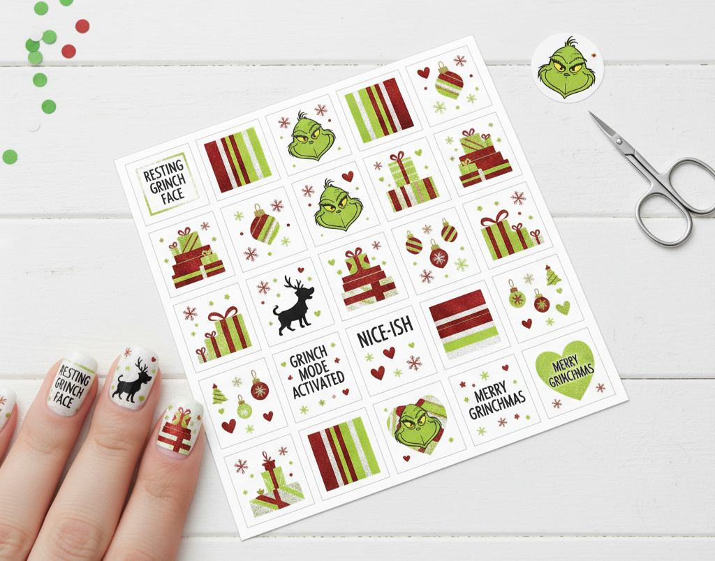 The Grinch Christmas Holiday Nail Art Water Decals Set of 50 | eBay