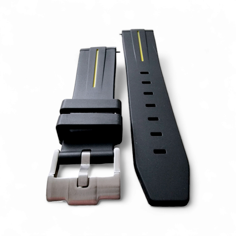 Curved End Silicone Rubber Diver Watch Strap Waterproof Band 20mm 21mm ...