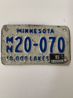1985 Minnesota motorcycle license plate 10,000 Lakes # 20-070 | eBay
