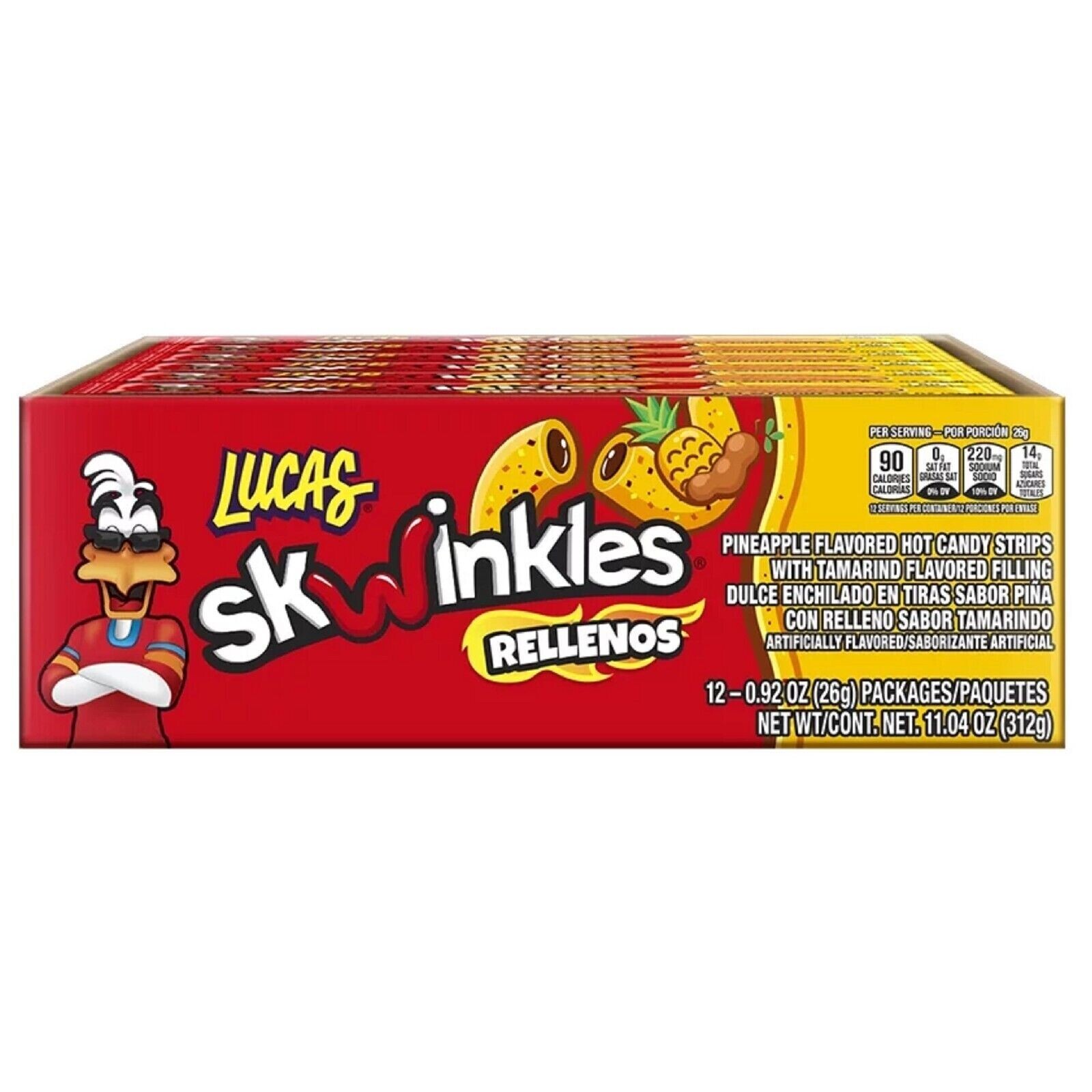 12X Lucas Skwinkles Rellenos Hot Candy Strips Pineapple w/ Tamarind ...