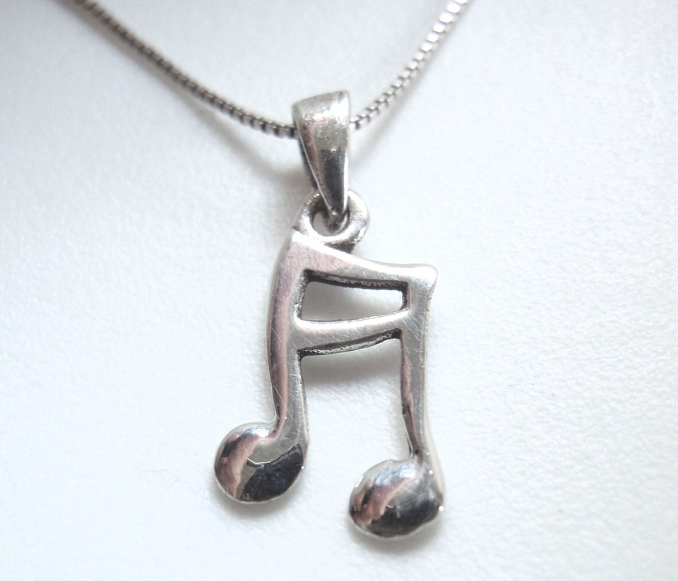 Very Small Musical Note 925 Sterling Silver Necklace | eBay